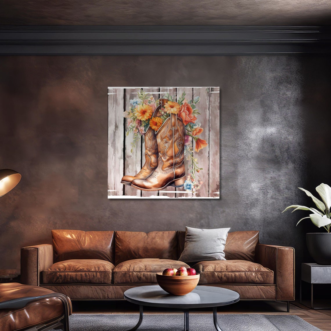 COWBOY BOOT PRINT, Rustic Elegance Canvas, Nature Inspired Art ...