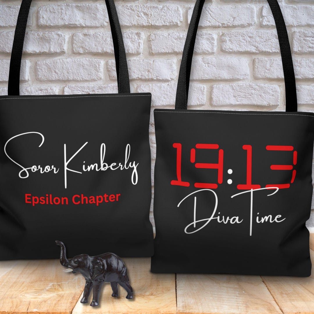 Crimson and Cream Sorority Large Tote Bag - Diva Time Gift for Her ...