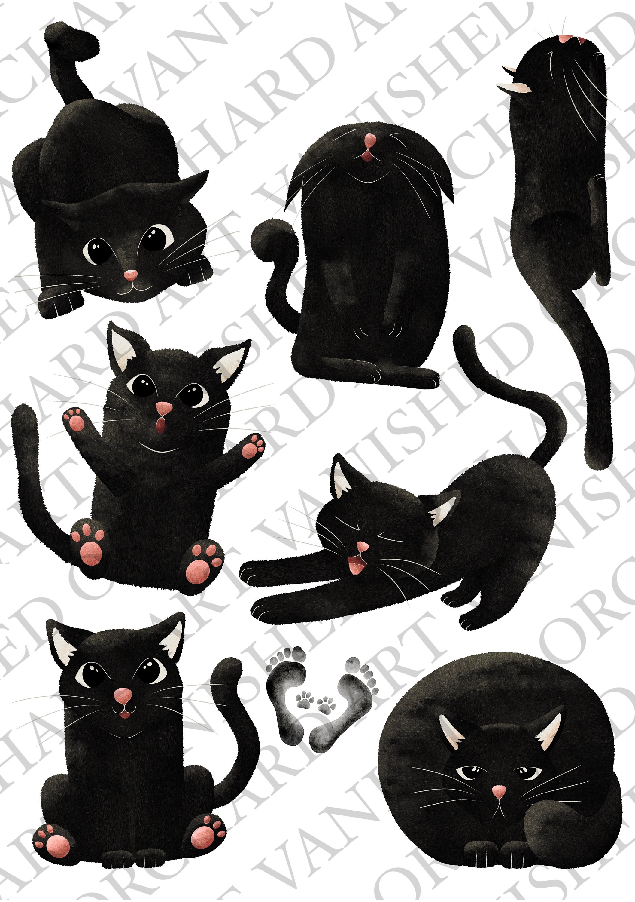 Cute Kawaii Cats Clipart Digital Download - Etsy