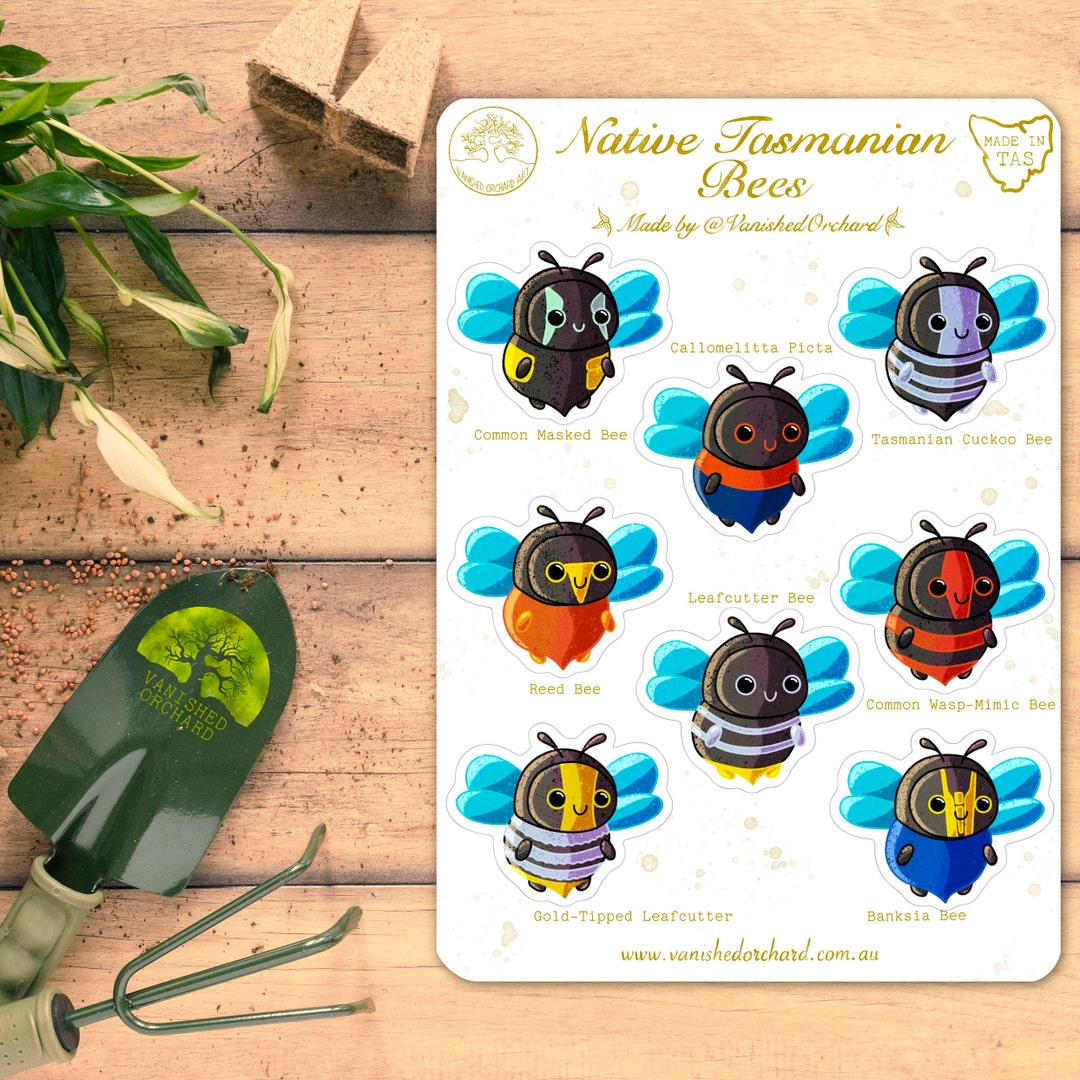 Cute Kawaii Tasmanian Native Bees Sticker Sheet - Etsy