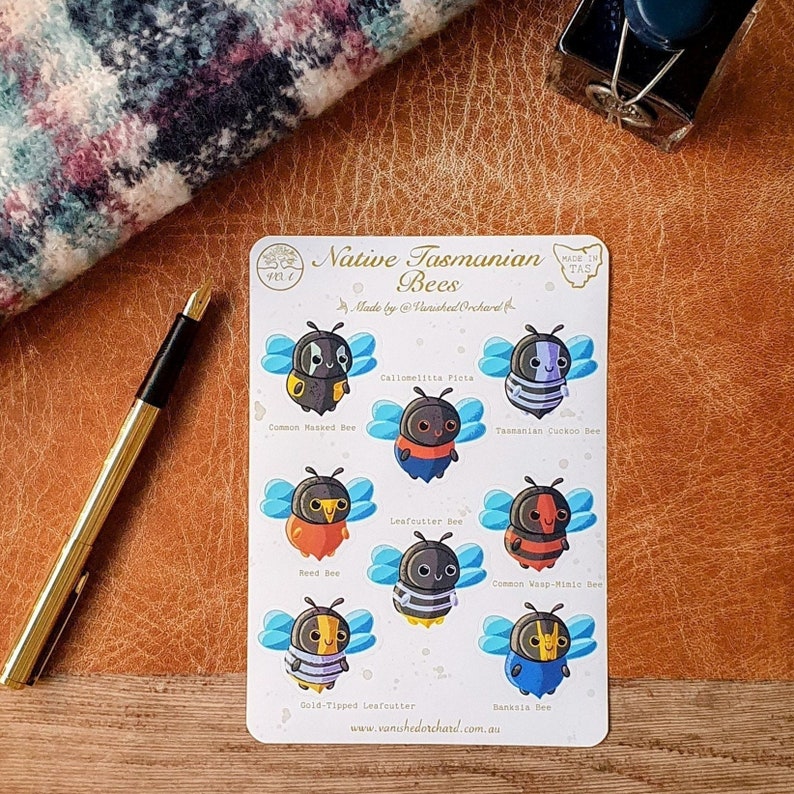 Cute Kawaii Tasmanian Native Bees Sticker Sheet - Etsy