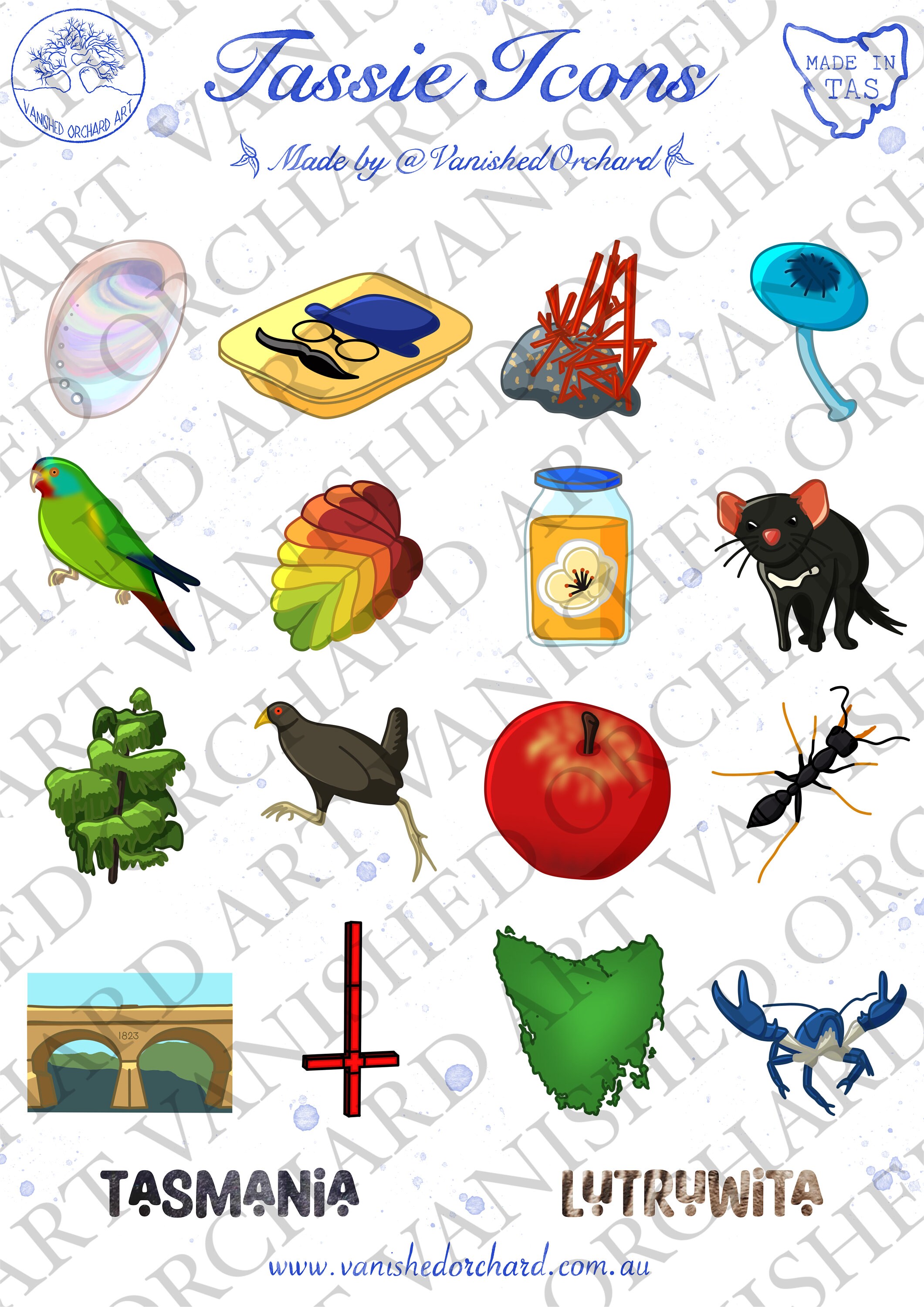 Tasmanian Icons Sticker Sheet Plants Animals and Places - Etsy