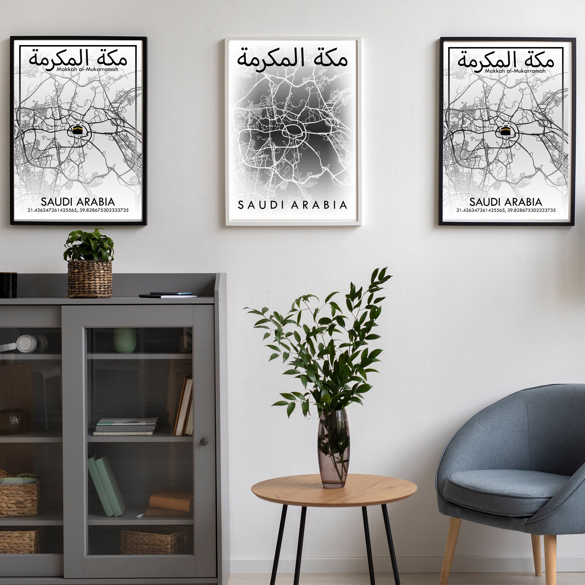 Minimalist Mecca / Mekah Negative Map Digital Art - Etsy