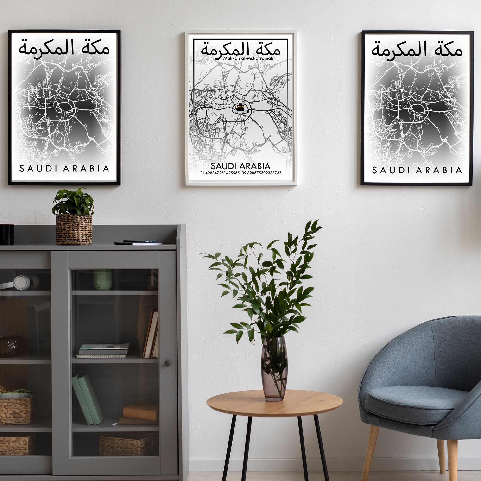 Minimalist Mecca / Mekah Map With Kaaba Digital Art - Etsy