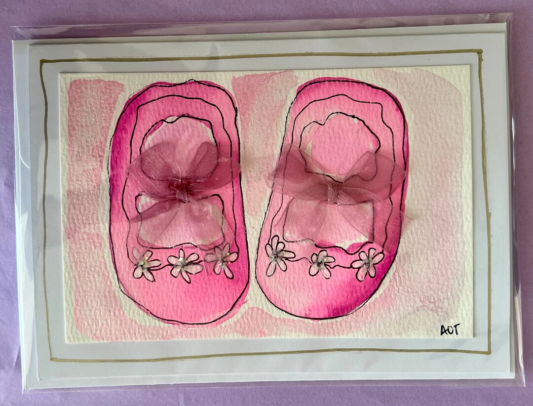 Hand Painted Watercolor Baby Card - Etsy