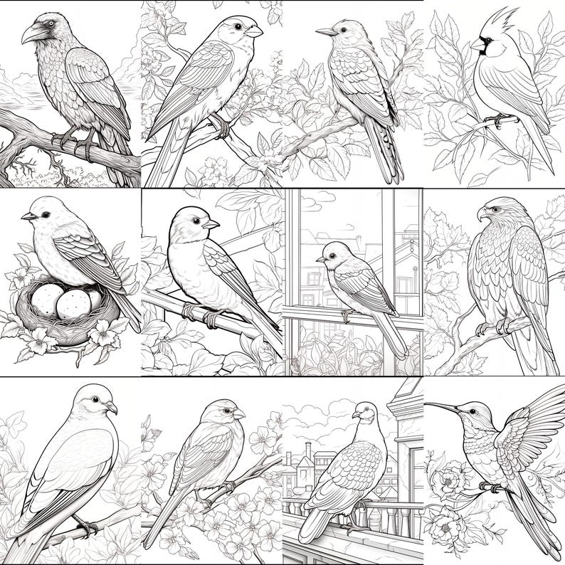 Páginas para colorear imprimibles de aves de América. Páginas para ...