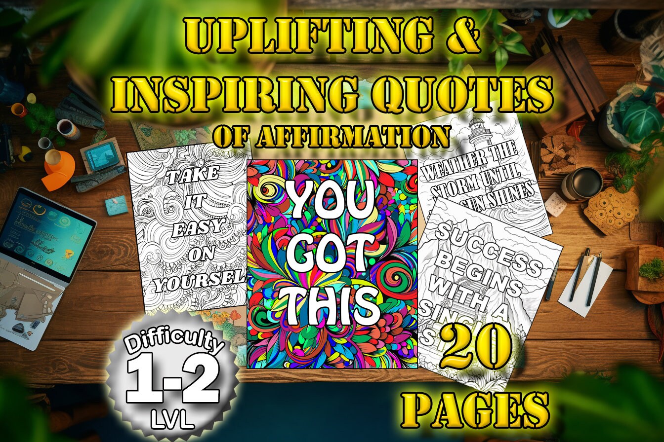 Positive Quotes Printable Coloring Pages of Uplifting - Etsy