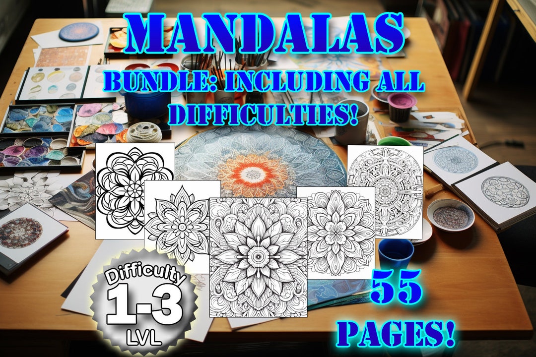 MANDALA BUNDLE Printable Coloring Pages of Introductory Medium Advanced ...