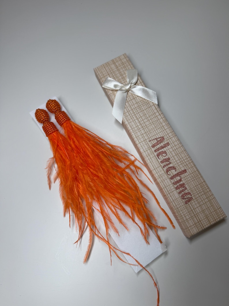 Handmade Beaded Feather Drop Earrings: Boho Chic Jewelry - Etsy