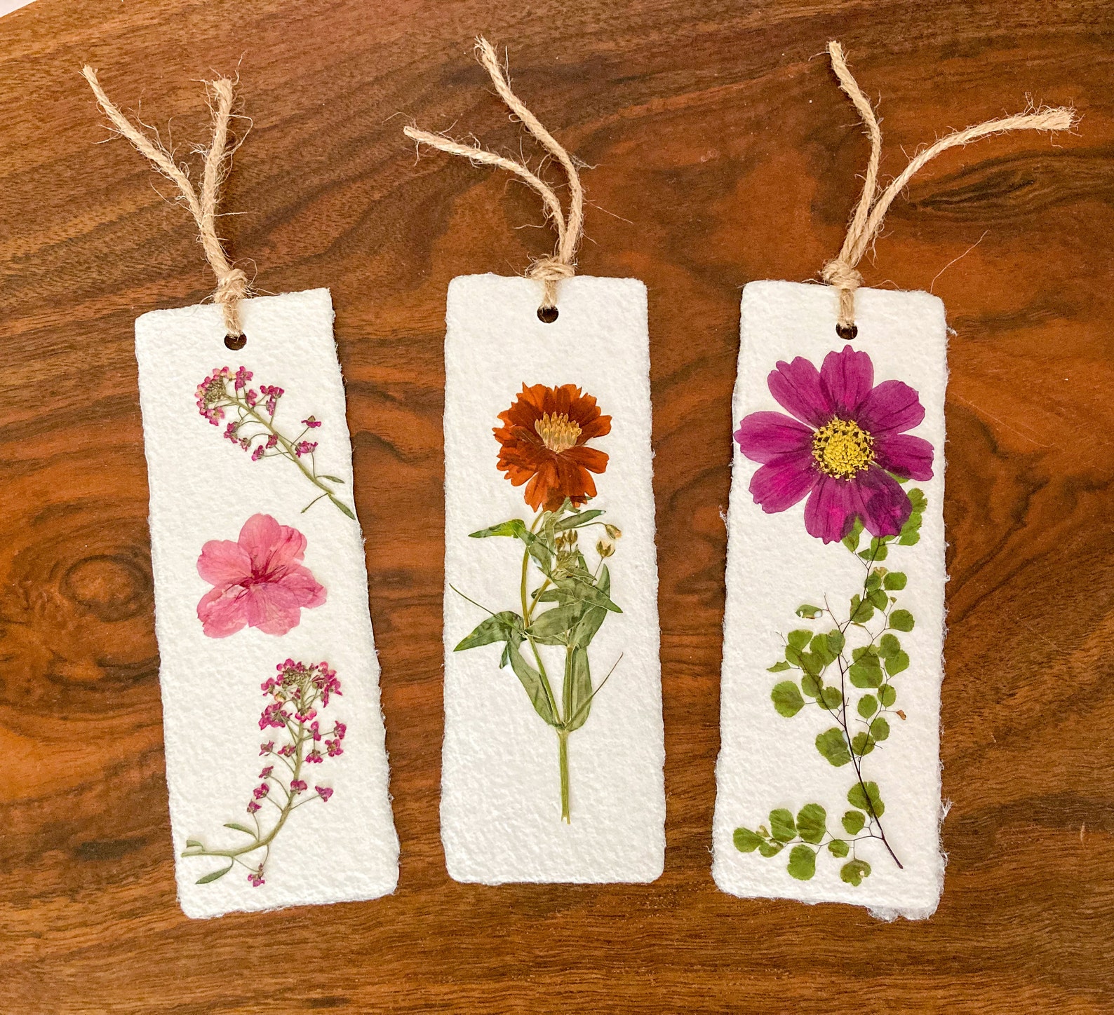 Pressed Flower Bookmark | Handmade Paper Bookmark With Dried Flower ...