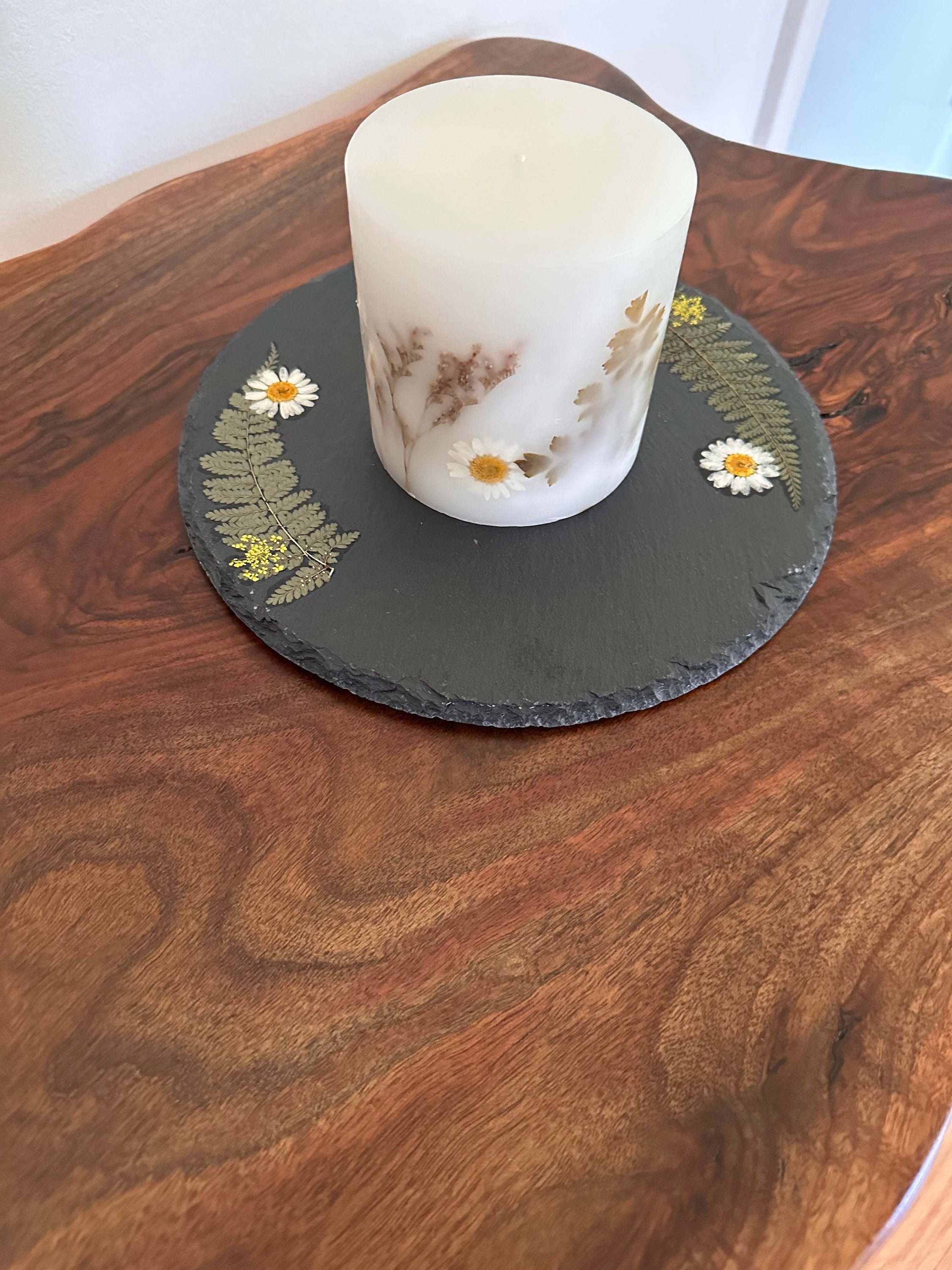 10 Black Slate Candle Display on Risers Handmade Dried - Etsy