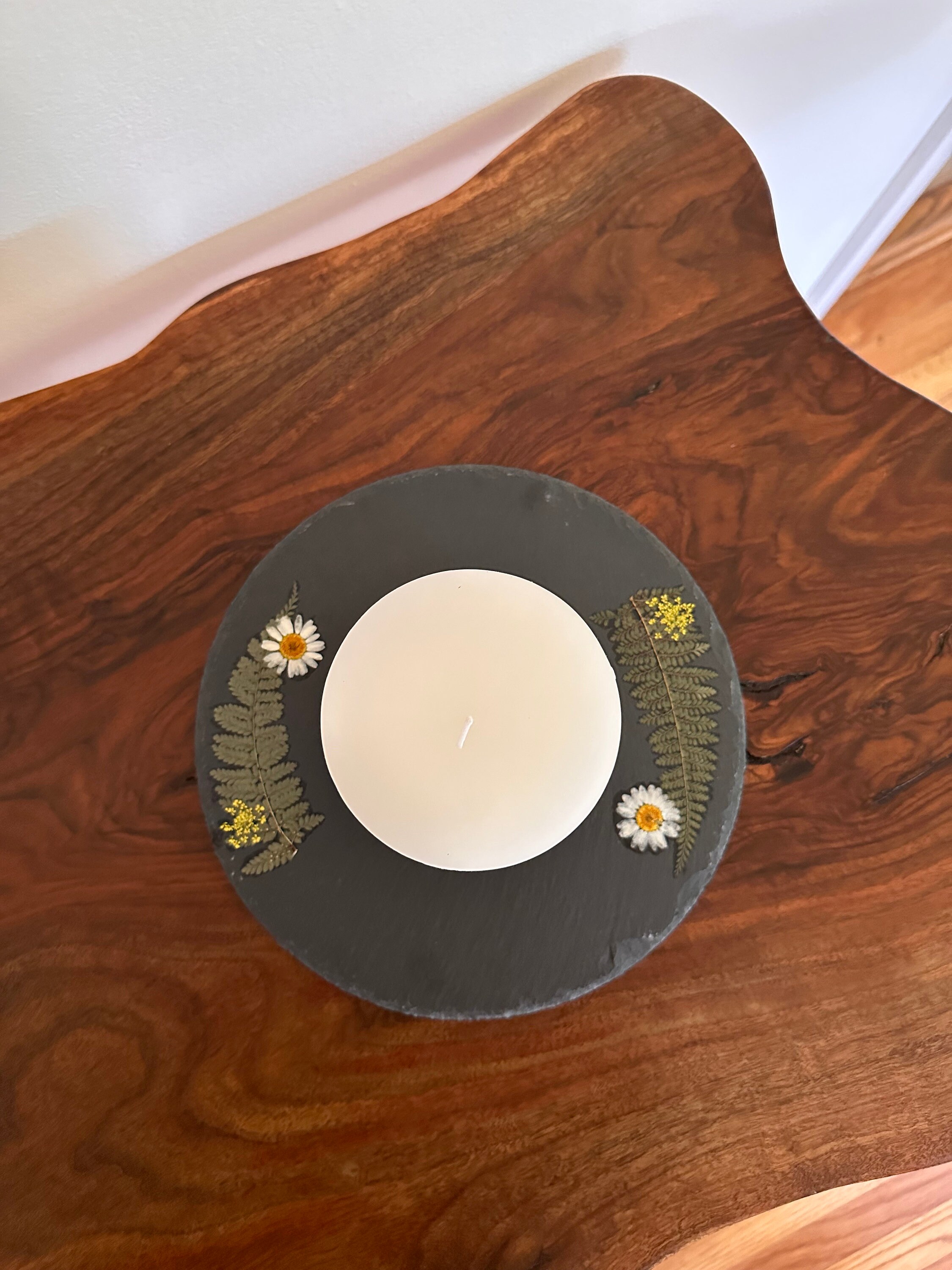 10 Black Slate Candle Display on Risers Handmade Dried - Etsy