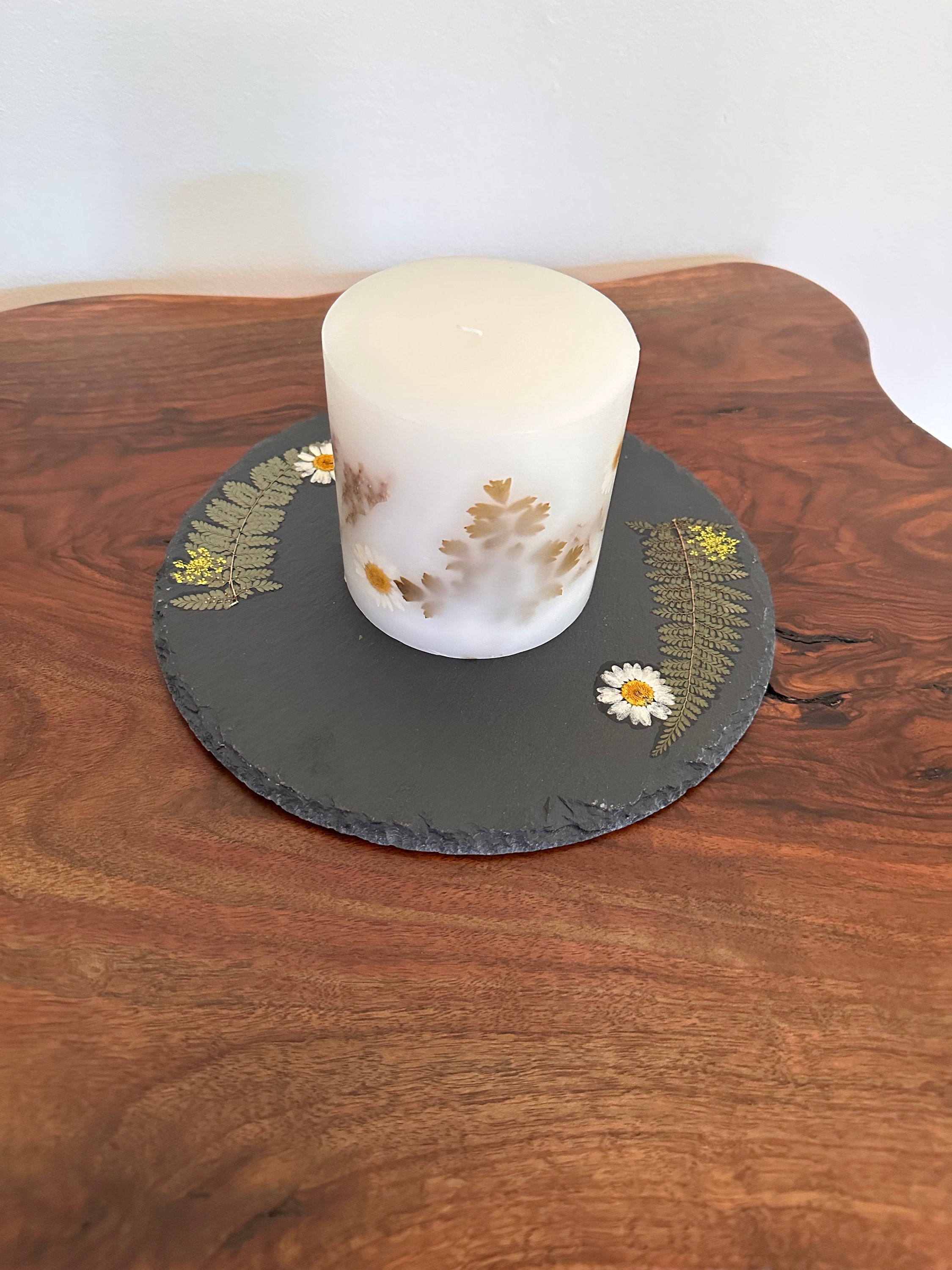 10 Black Slate Candle Display on Risers Handmade Dried - Etsy