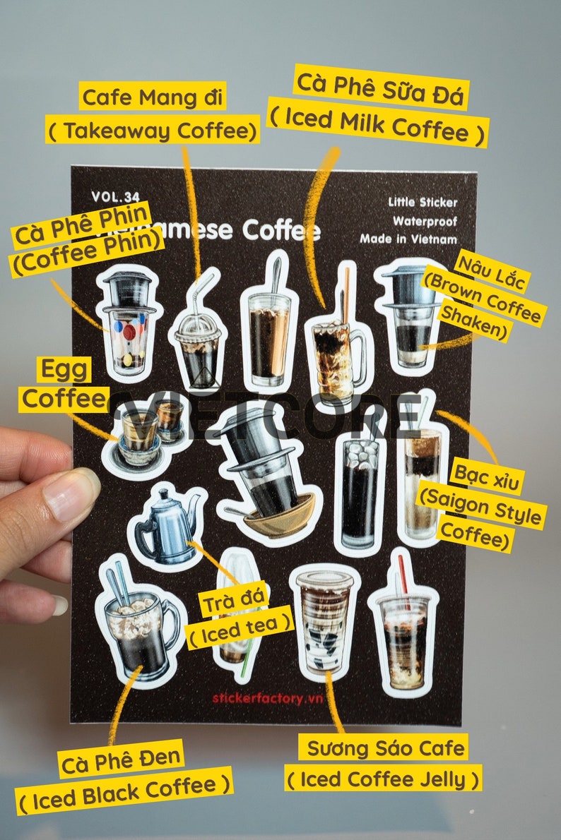 Set of Vietnamese Coffee Collection Stickers - Realistic Vietnamese Egg ...