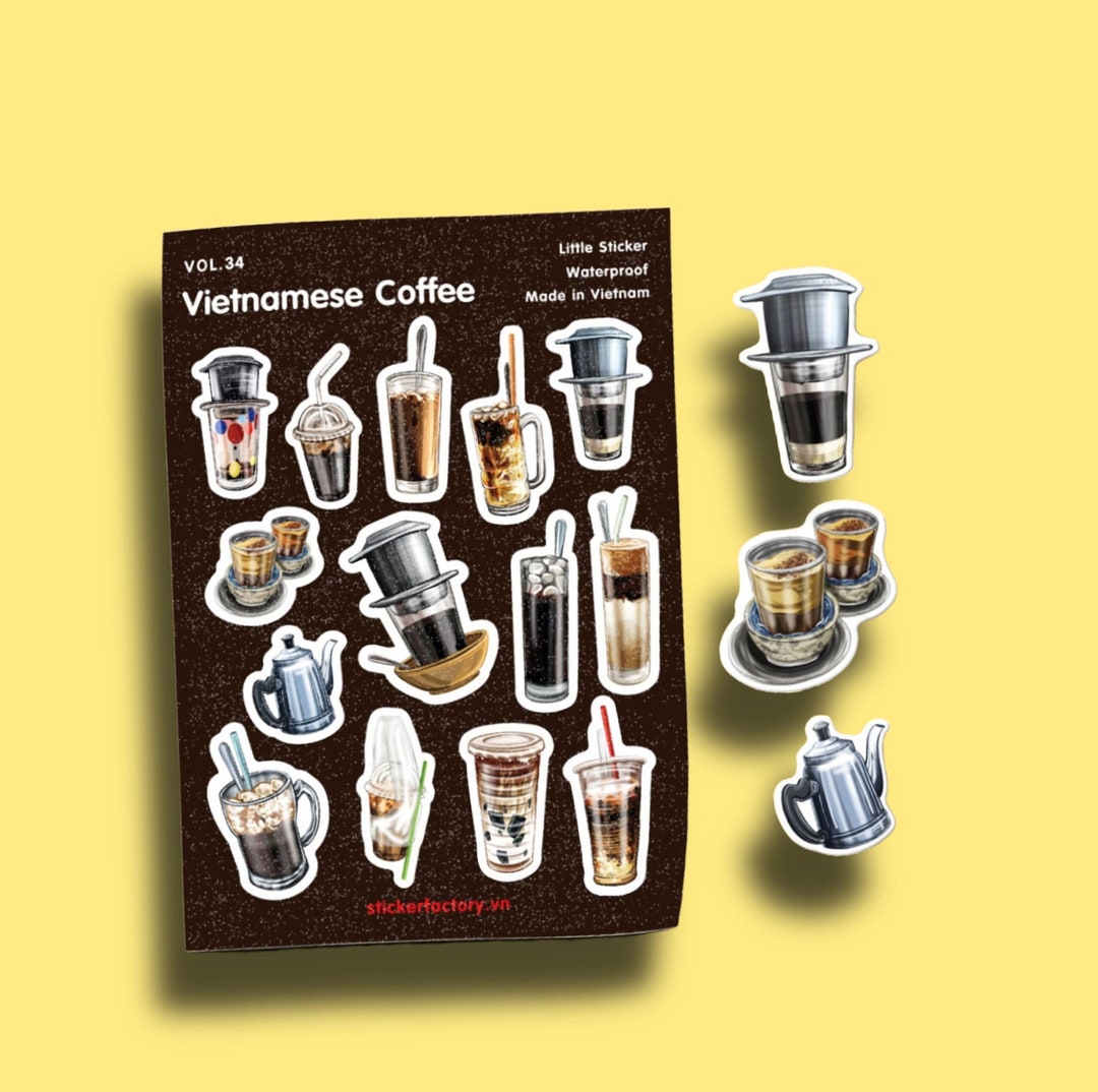 Set of Vietnamese Coffee Collection Stickers - Realistic Vietnamese Egg ...
