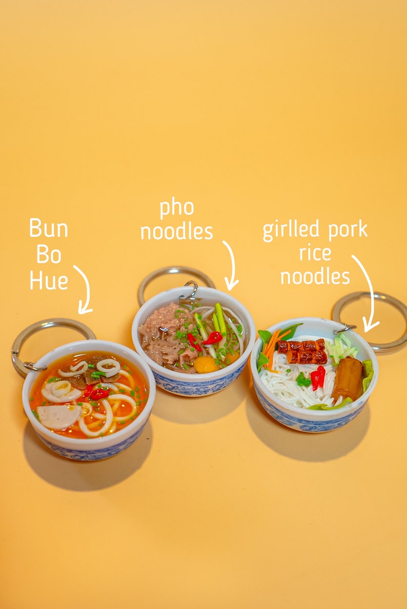 Girlled Pork Rice Noodles Bowl Vietnamese Style Keychain/vietnamese ...