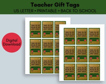 Back to School Printable Gift Tags for Teacher & Student Gifts set of 2 ...