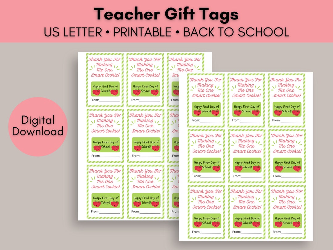 Teacher Gift Tags | Back to School - Etsy