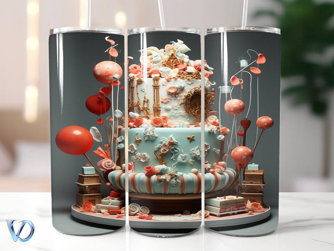 Birthday Cakes 5 20oz Sublimation Tumbler Design 9.2 X 8.3 Straight ...