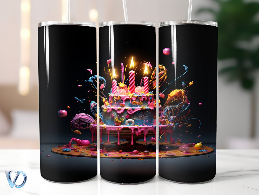 Birthday Cakes 4 20oz Sublimation Tumbler Design 9.2 X 8.3 Straight ...