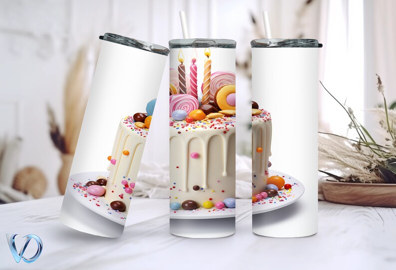 Birthday Cakes 6 20oz Sublimation Tumbler Design 9.2 X 8.3 Straight ...