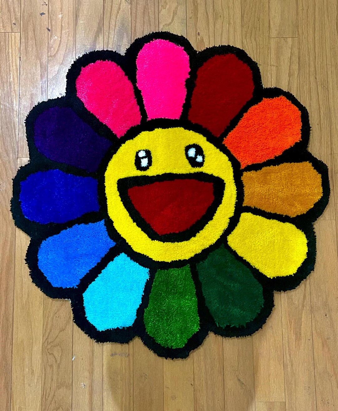 Takashi Murakami Flower Custom Tufted Rug for Minimalist Hypebeast ...