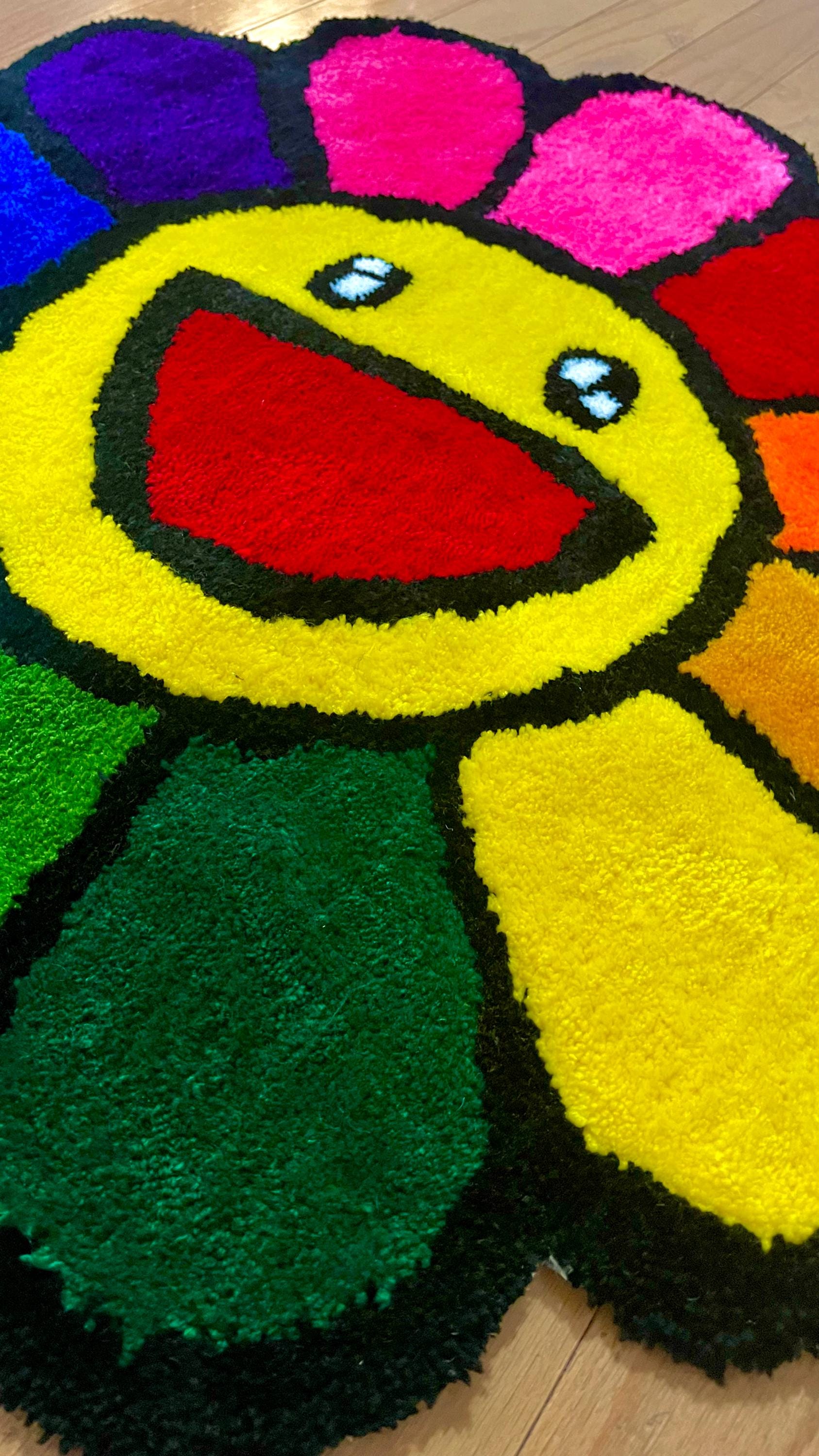 Takashi Murakami Flower Custom Tufted Rug for Minimalist Hypebeast ...