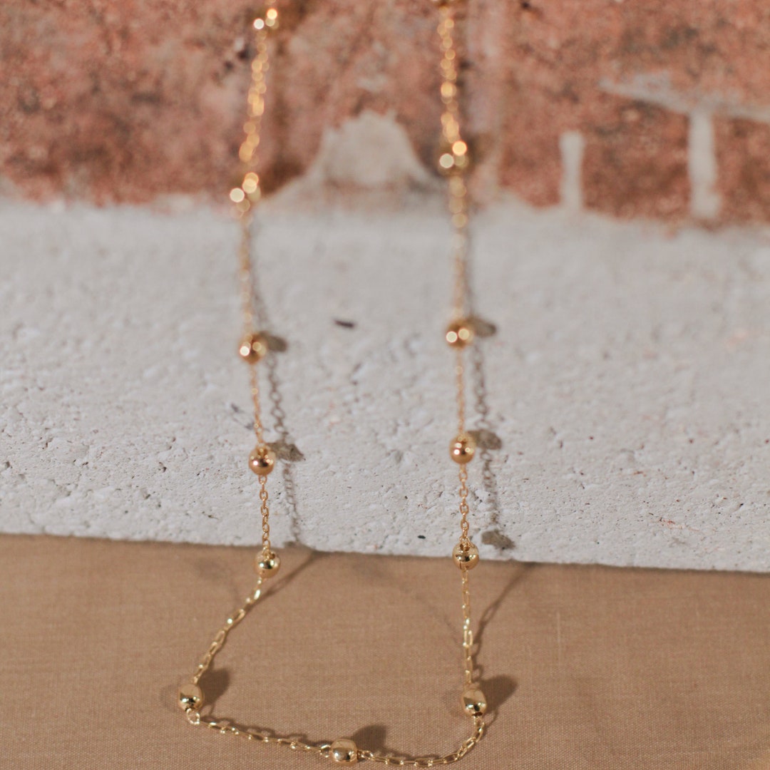Ball Chain Necklace Satellite Chain Bead Gold Satellite Chain Beaded ...