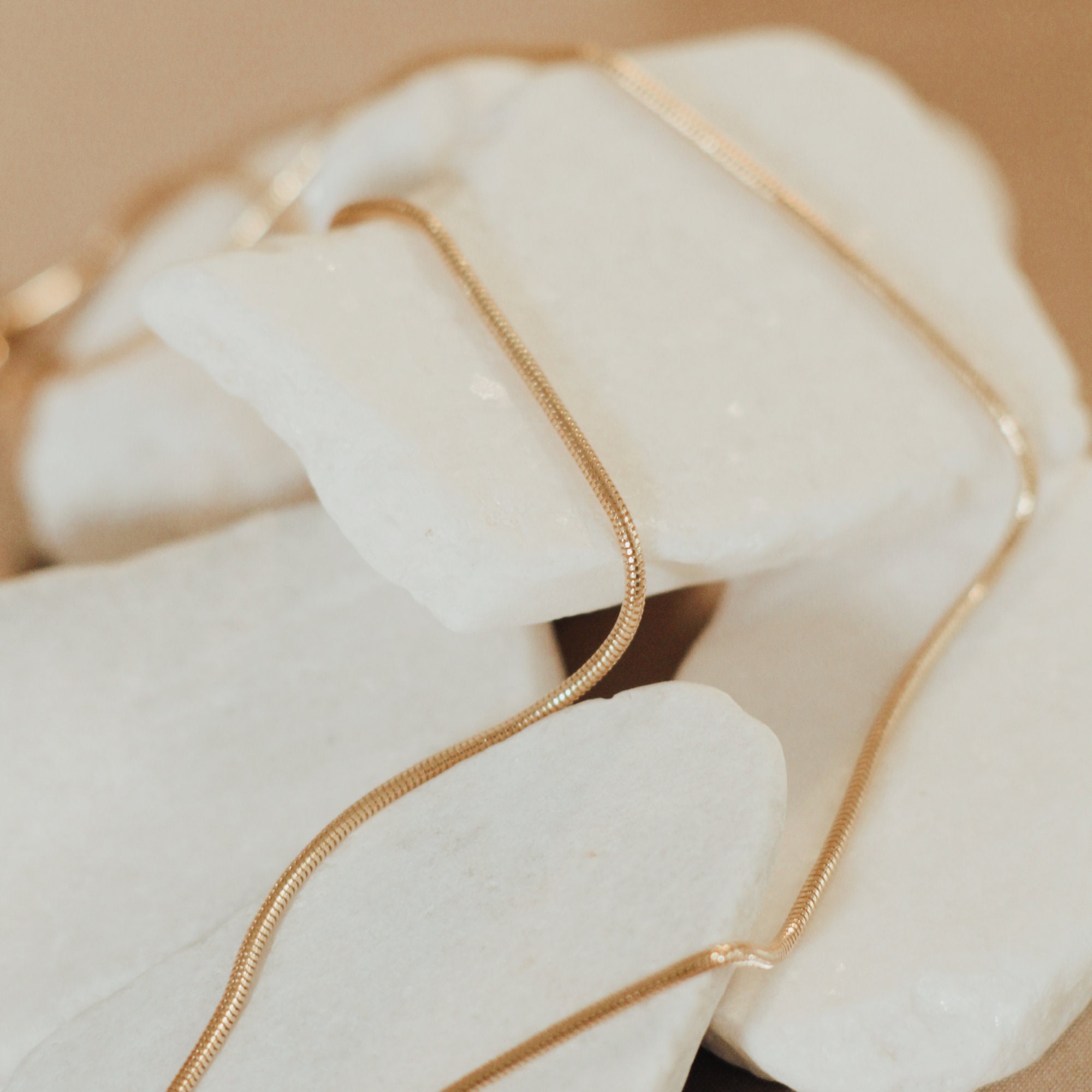 Snake Link Chain 18K Gold Filled Jewelry Trending Chain Layering Round ...