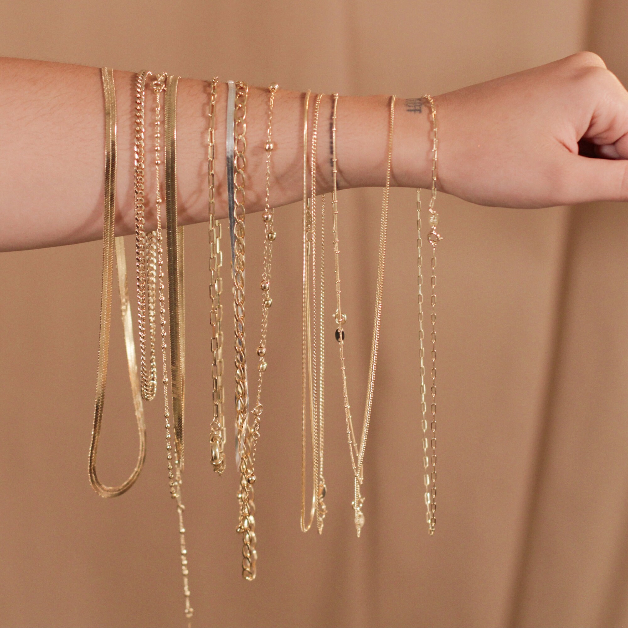 Snake Link Chain 18K Gold Filled Jewelry Trending Chain Layering Round ...