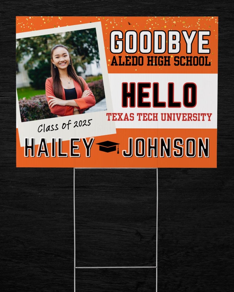 Custom Graduation Yard Sign With Photo – Goodbye High School Hello ...