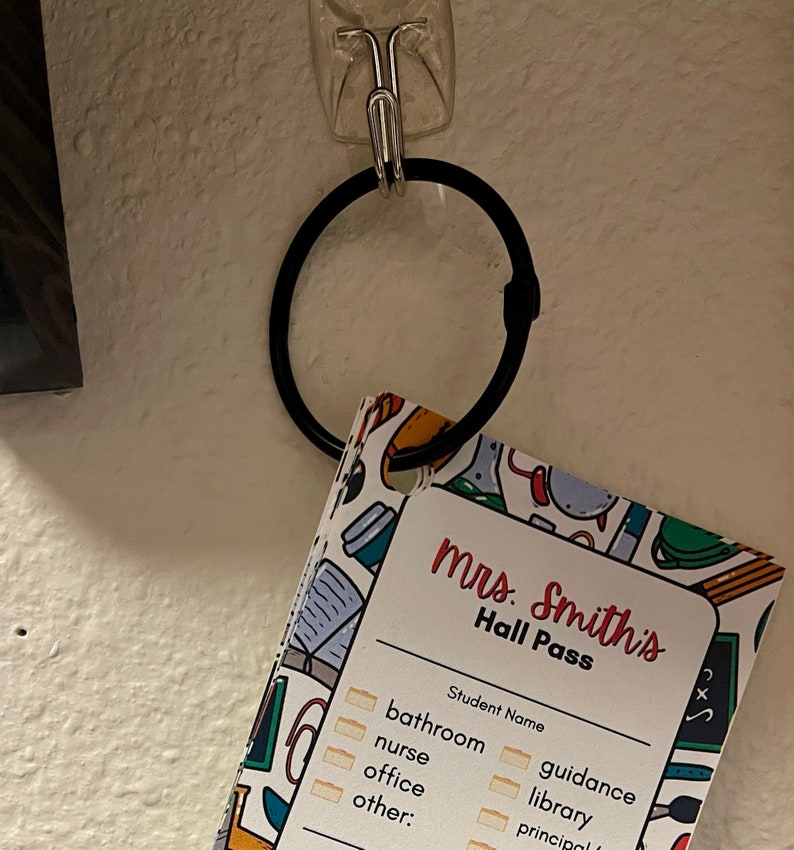 Hall Passes School Supply Design Classroom Teachers Personalized Hall ...