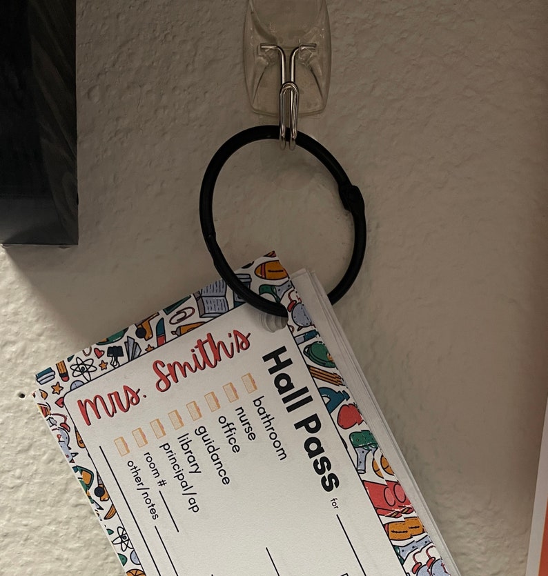 Hall Passes School Supply Design Classroom Teachers Personalized Hall ...