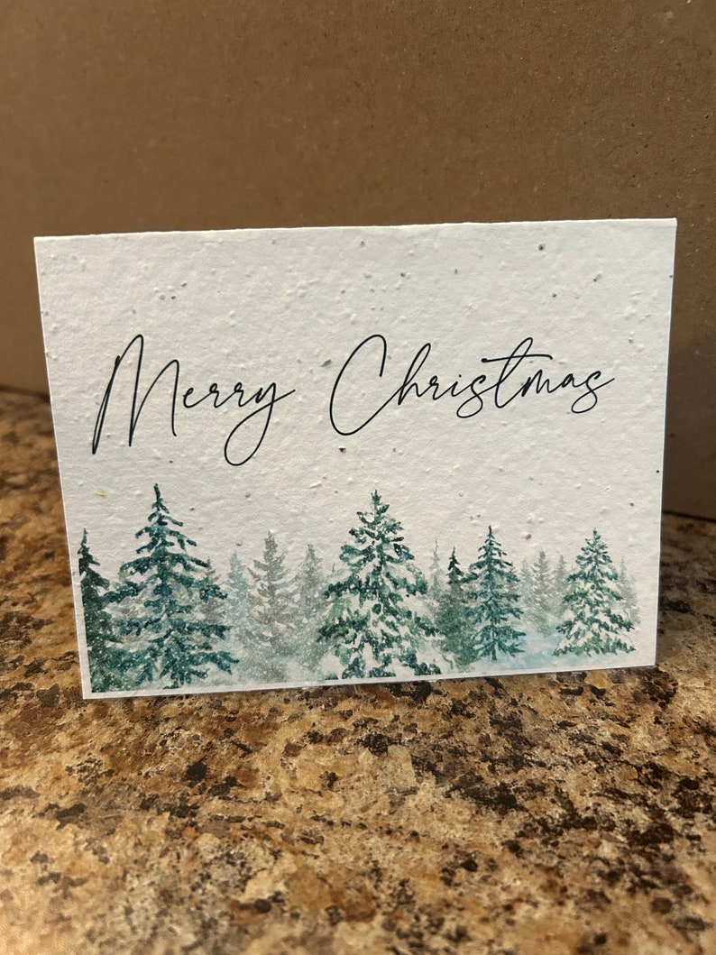 Plantable Merry Christmas Pine Tree Scene Card Will Grow Wildflowers ...