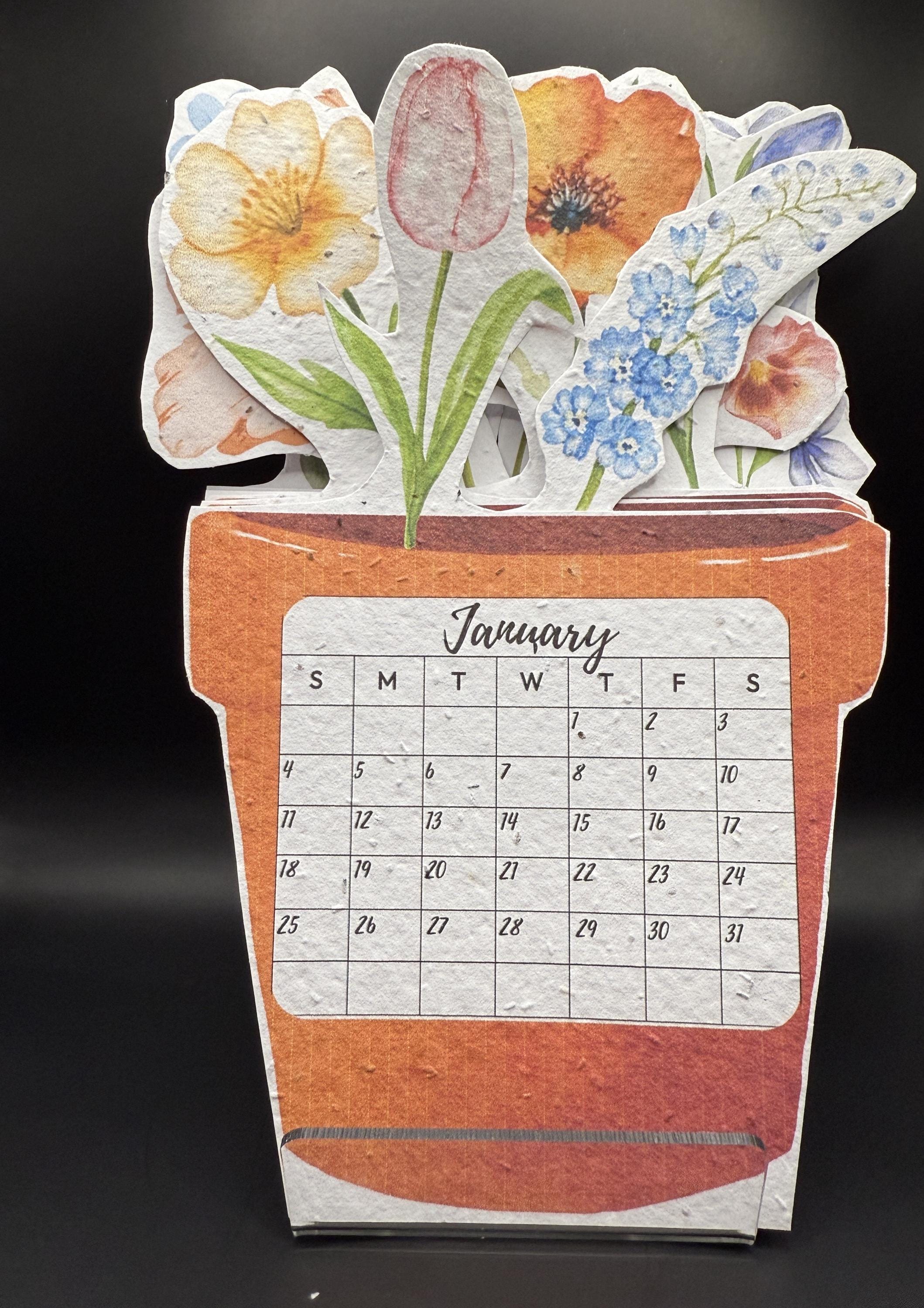 Plantable Bouquet Wildflower Desk Calendar- Handcut Watercolor Florals ...