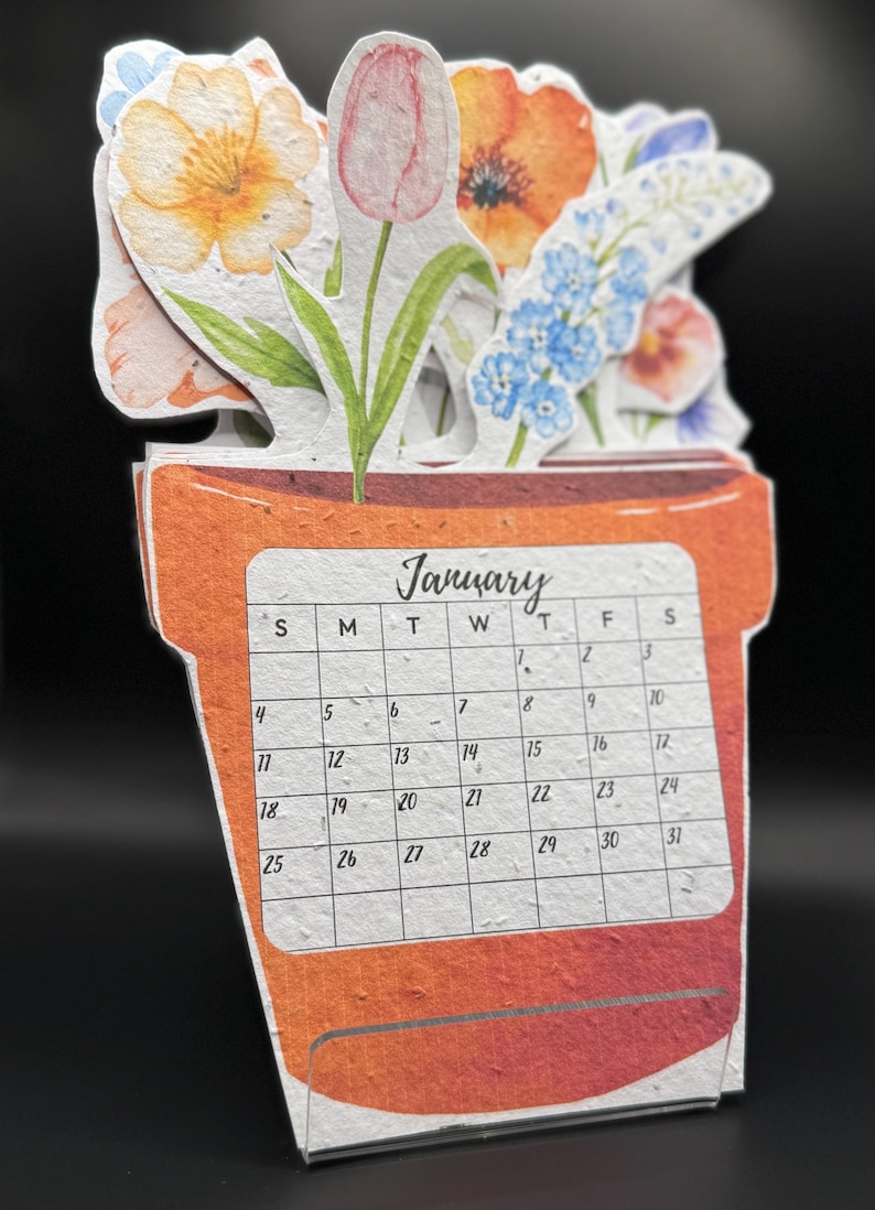 Plantable Bouquet Wildflower Desk Calendar- Handcut Watercolor Florals ...