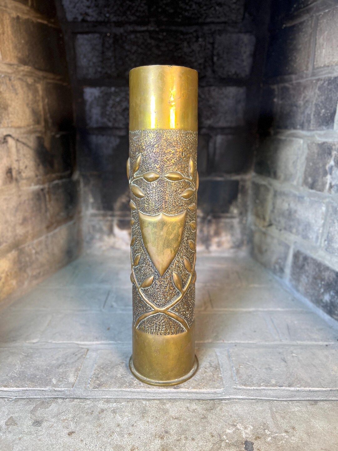 WW1 French Trench Art German Brass Artillery Shell 125mm 8 Lb 20 Tall ...