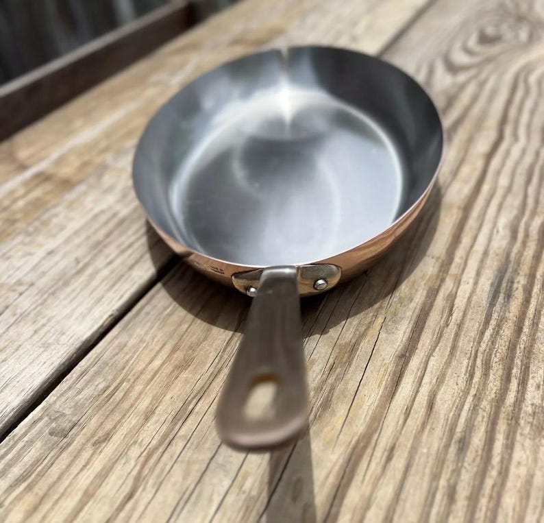 French Vintage Mauviel Copper Fish Pan Oval 35x23x4.5cm Brass Handle ...