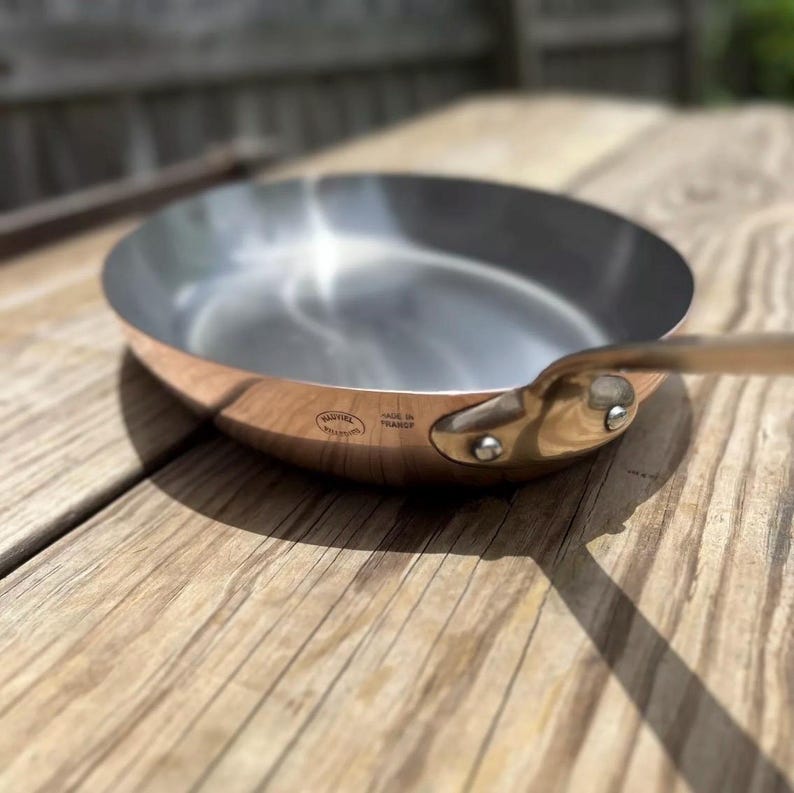 French Vintage Mauviel Copper Fish Pan Oval 35x23x4.5cm Brass Handle ...