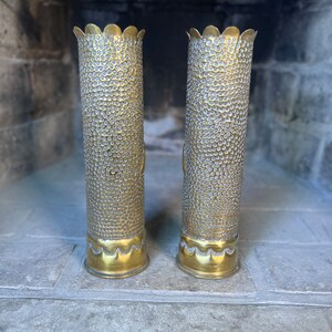 WW1 Pair French Trench Art Brass Artillery Shell 90mm 12 Tall Stamped ...