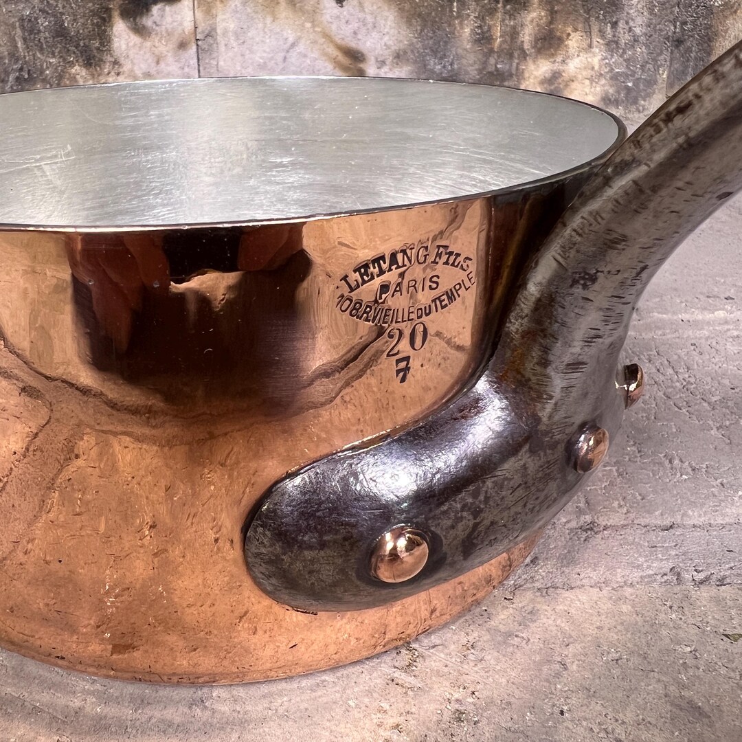 French Vintage Letang Fils Paris Copper Saucepan 20 Cm 2 Mm NEW TIN ...