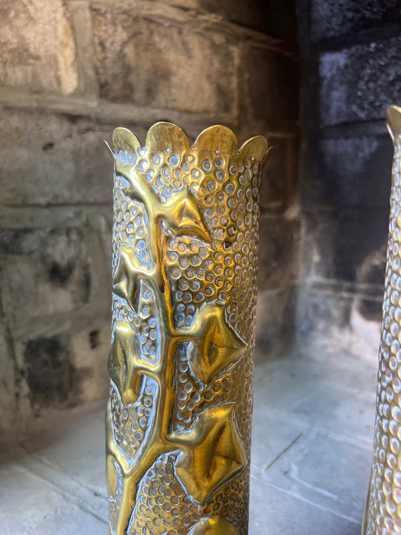 WW1 Pair French Trench Art Brass Artillery Shell 90mm 12 Tall Stamped ...