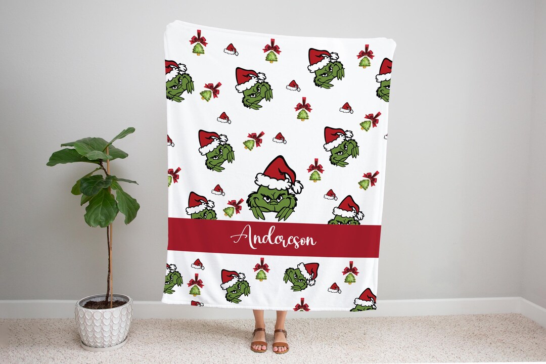 Custom Grinch Blanket- Christmas Gift – Personalized Name Christmas ...