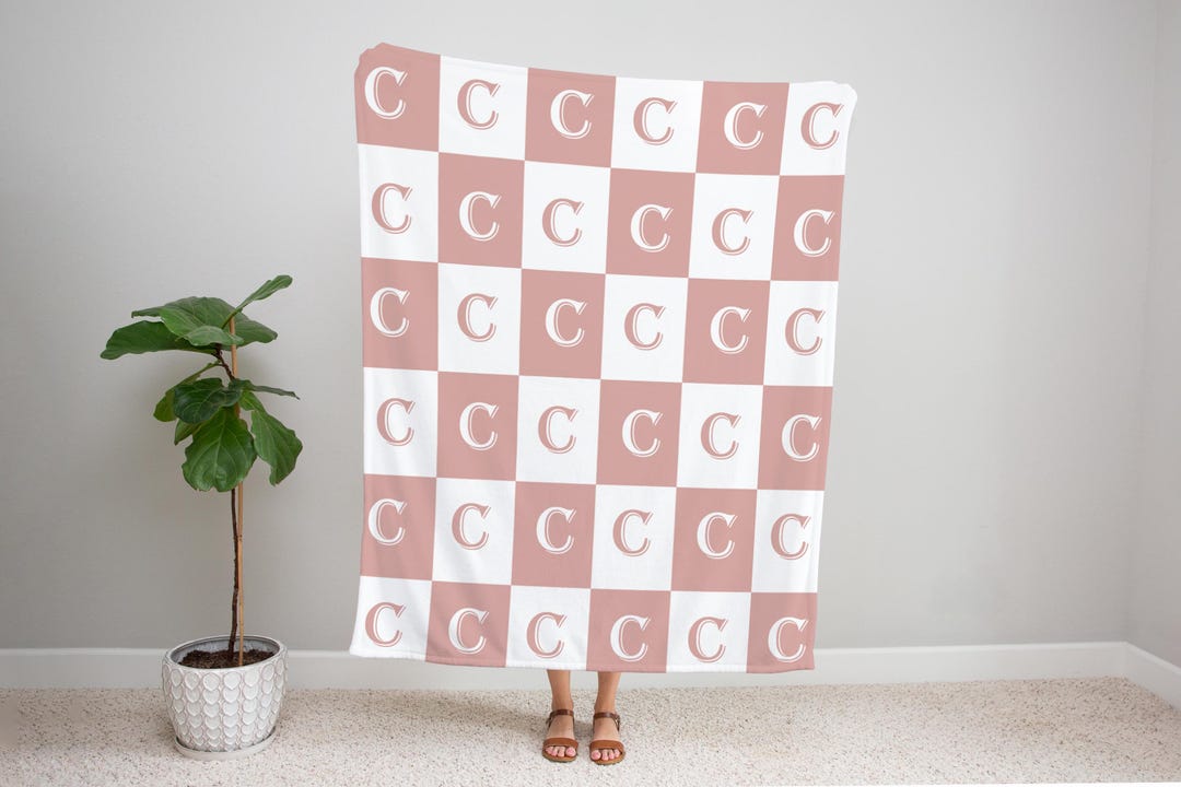 Custom Initial Name Blanket, Checkered Custom Blanket,, Personalized ...