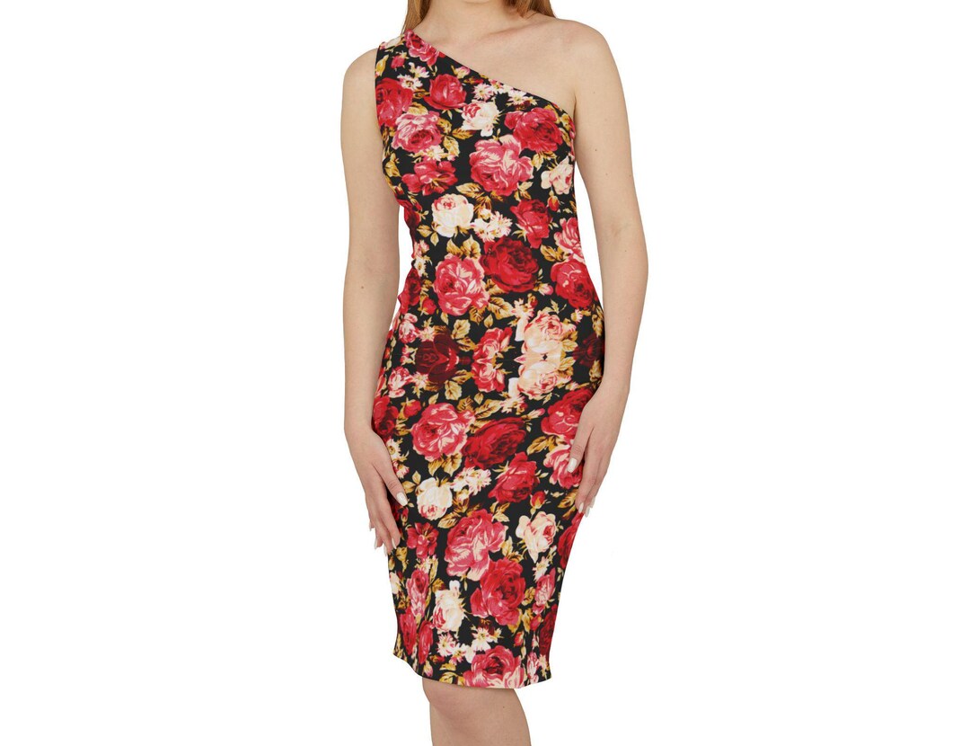 Shoulder Dress AOP, Roses Dress Design, Dress, Gift, Birthday, Date ...