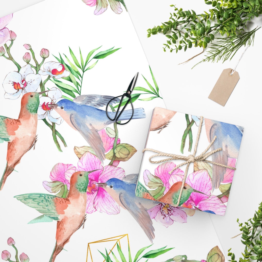 Wrapping Paper With Floral and Birds Design - Etsy