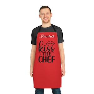 Personalized, Kiss the Chef, Kiss the Chef Apron,gift,gift for Her or ...