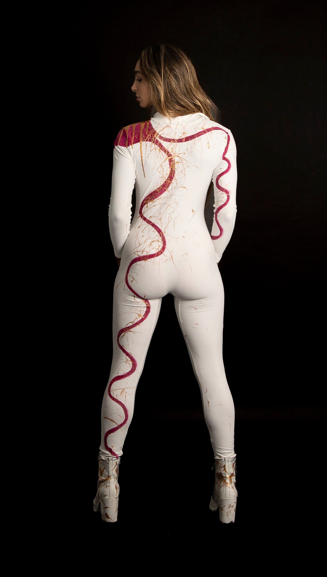 Magenta and Gold Custom Painted White Bodysuit - Etsy