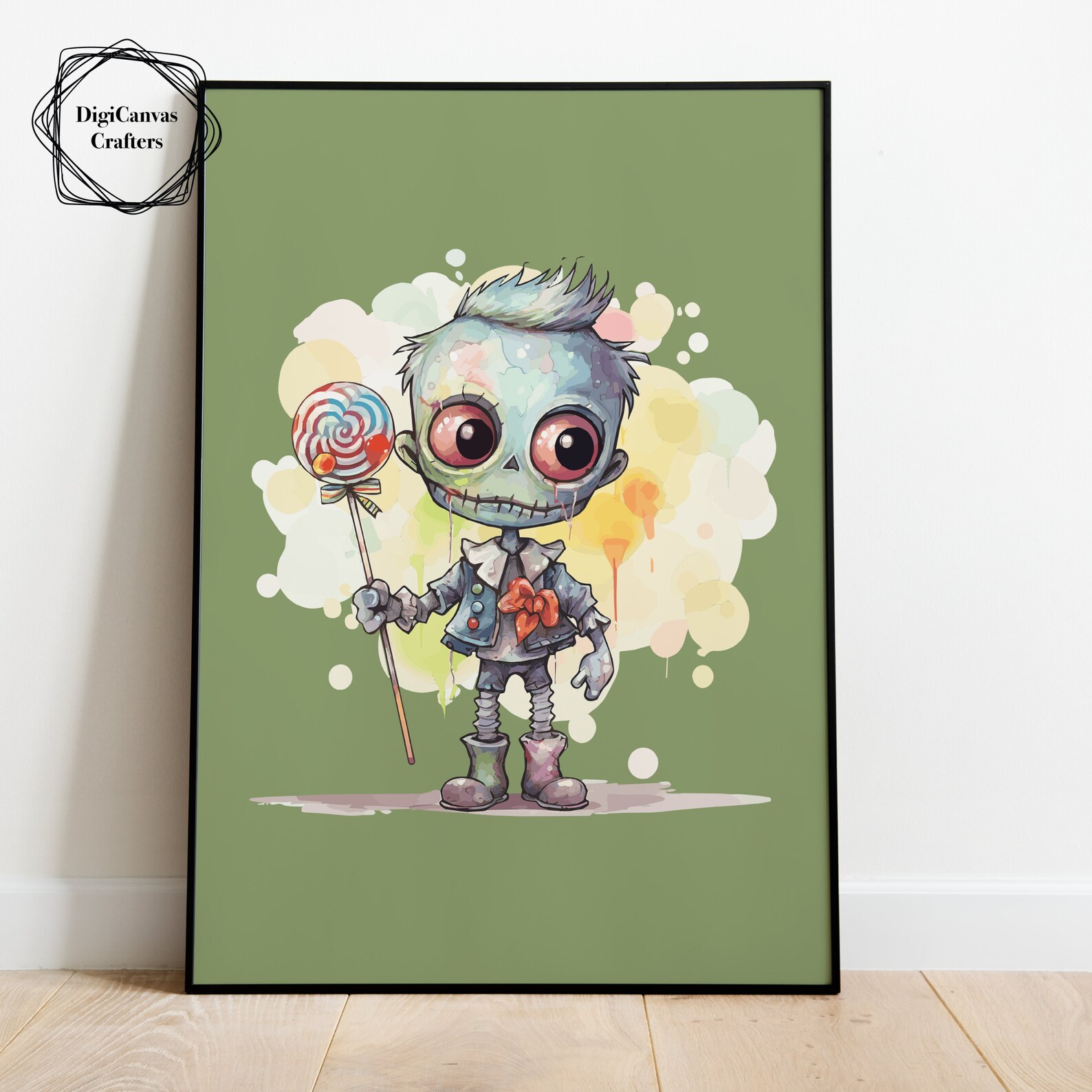 Cute Halloween Clipart, Watercolor Clipart, Cute Zombie, Spooky Clipart ...