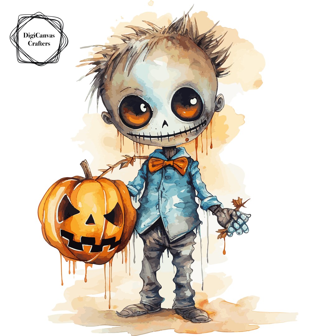 Cute Halloween Clipart, Cute Zombie, Spooky Clipart, SVG, PNG ...